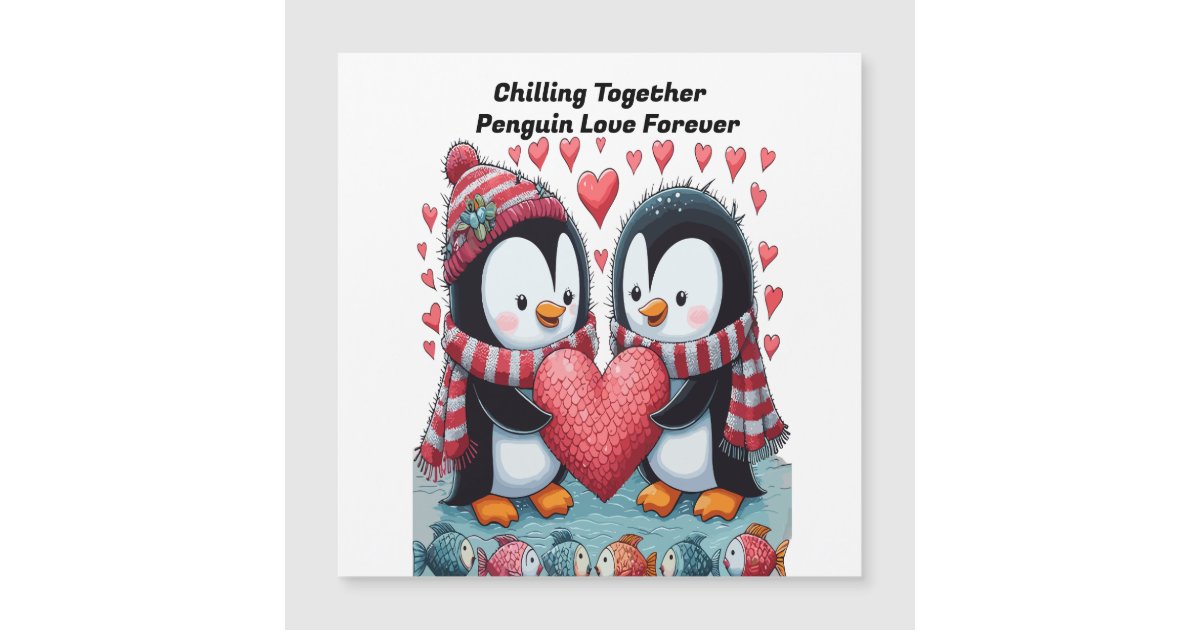 Chilling Together: Penguin Love Forever Sticker Magnetic Invitation ...