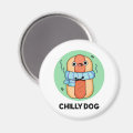 Chilly Dog Funny Chili Hot Dog Pun Magnet | Zazzle