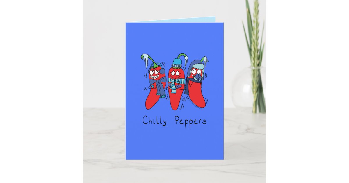 Chilly Peppers Cute Chilis Winter Greeting Card | Zazzle