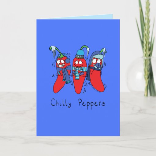 Chilly Peppers Cute Chilis Winter Greeting Card | Zazzle