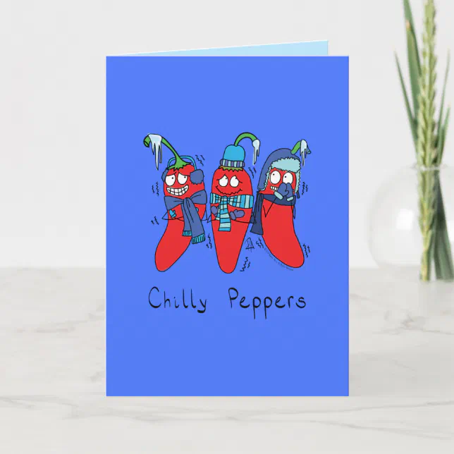 Chilly Peppers Cute Chilis Winter Greeting Card | Zazzle