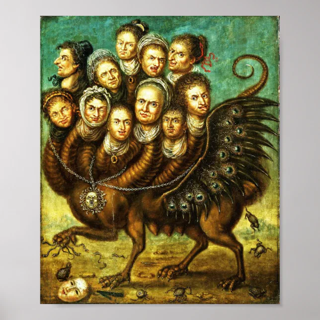 Chimera Winged Creature Early 18th Century Monster Poster | Zazzle