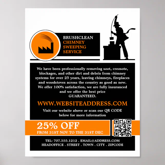 Chimney Sweep Logo Design Chimney Sweeping Service Poster | Zazzle