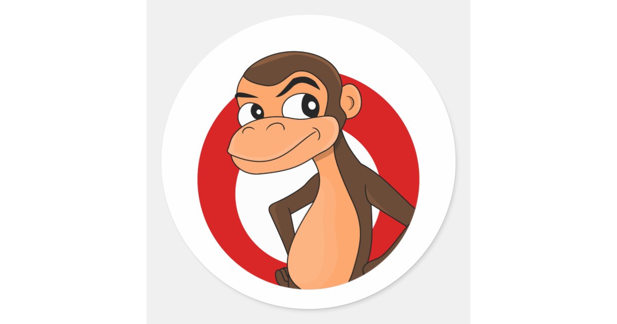 Chimp cartoon classic round sticker | Zazzle