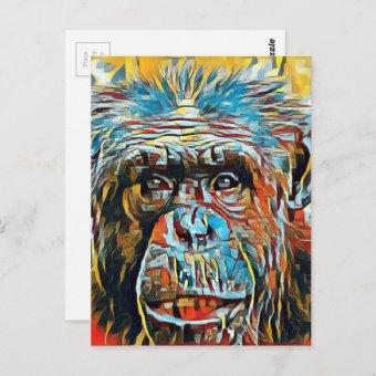 Chimp Chimpanzee Pop Art Digital Photograph Postcard | Zazzle