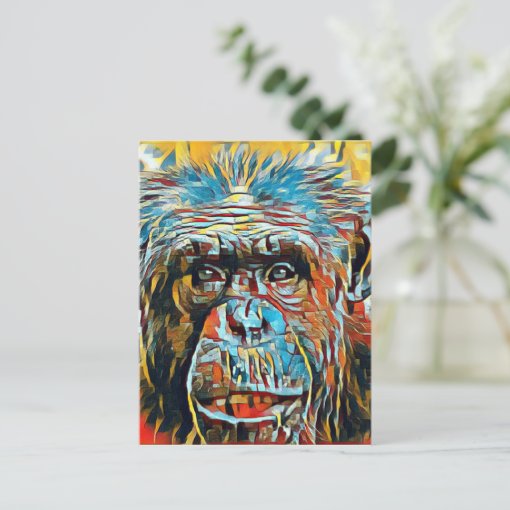 Chimp Chimpanzee Pop Art Digital Photograph Postcard | Zazzle