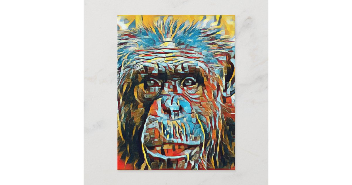 Chimp Chimpanzee Pop Art Digital Photograph Postcard | Zazzle