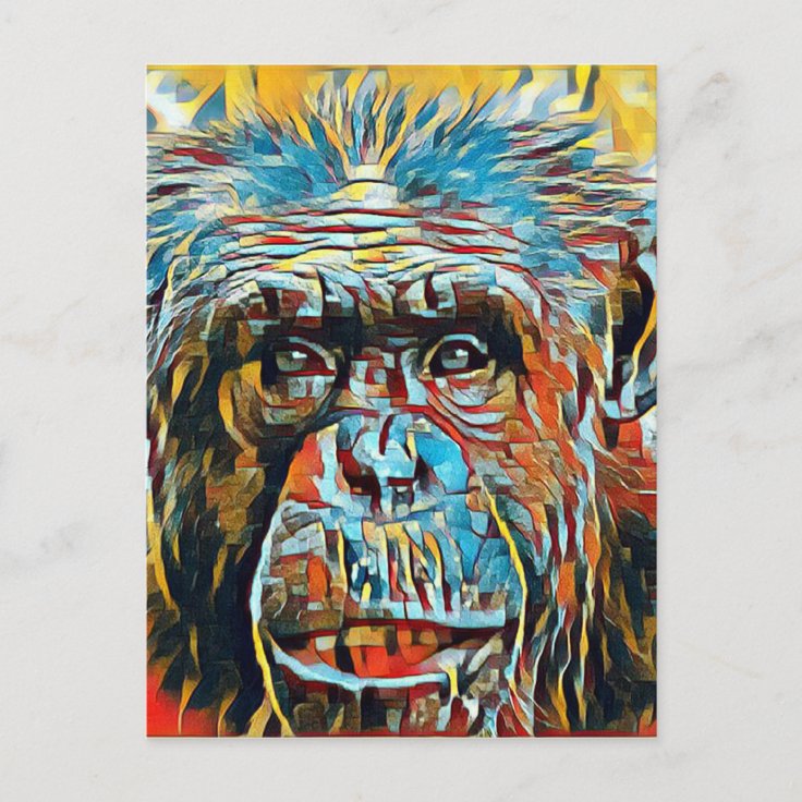 Chimp Chimpanzee Pop Art Digital Photograph Postcard | Zazzle