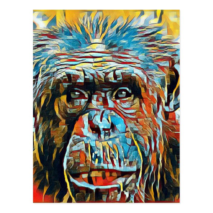 Chimp Chimpanzee Pop Art Digital Photograph Postcard | Zazzle.com