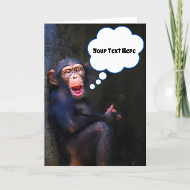 Chimpanzee Funny Face Wildlife Greeting Card | Zazzle