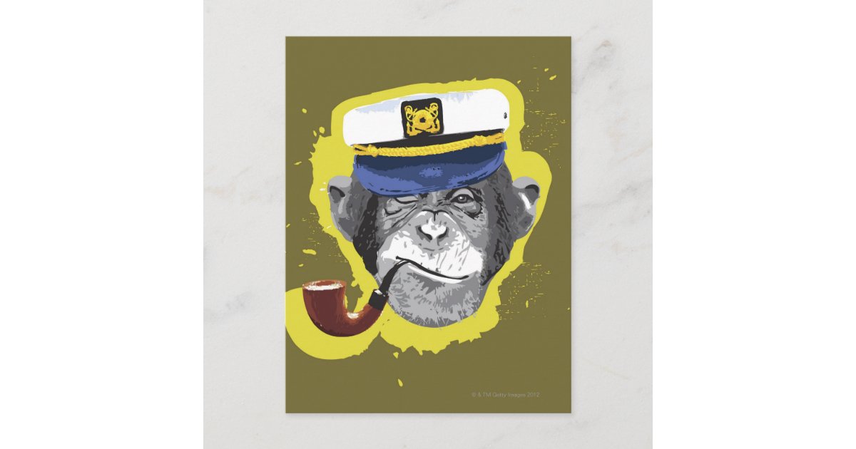 Chimpanzee Smoking Pipe Postcard | Zazzle