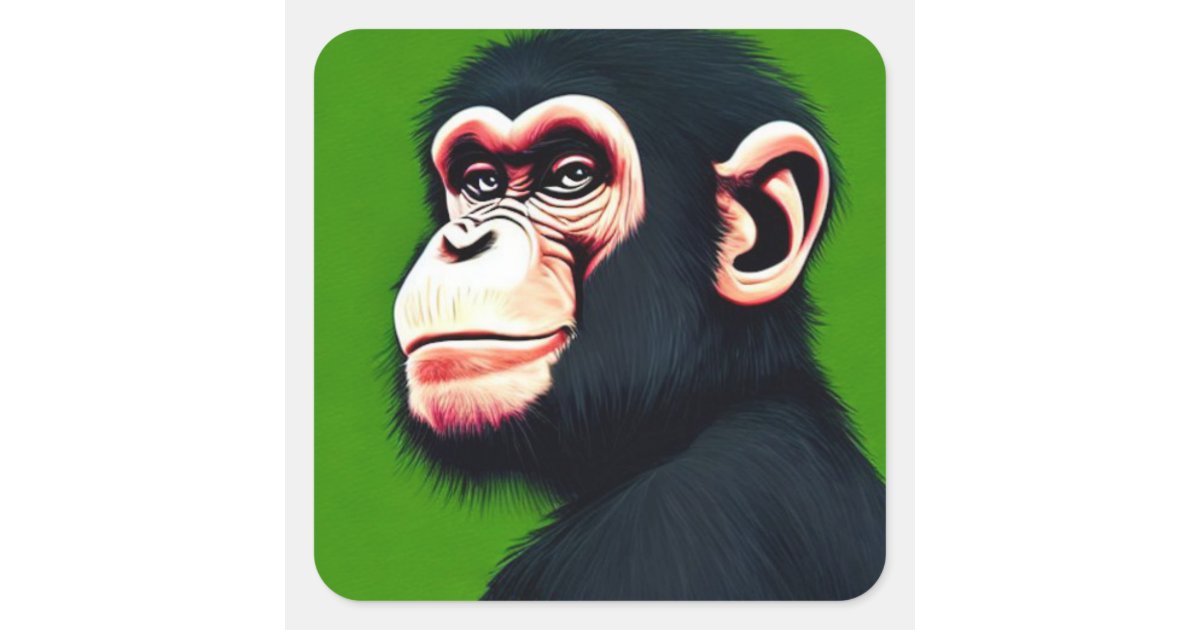Chimpanzee Square Sticker | Zazzle