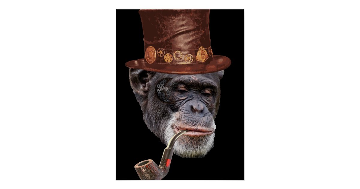 Chimpanzee steampunk style poster | Zazzle