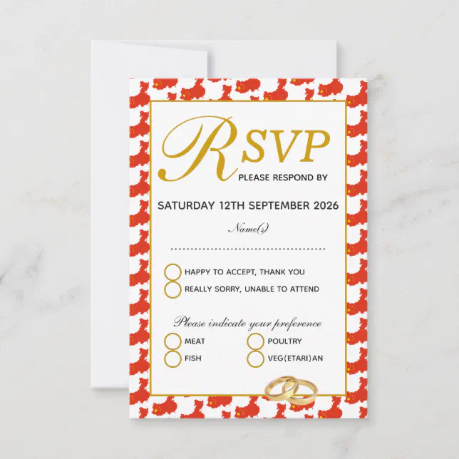 CHINA Christian Wedding RSVP Response Card | Zazzle