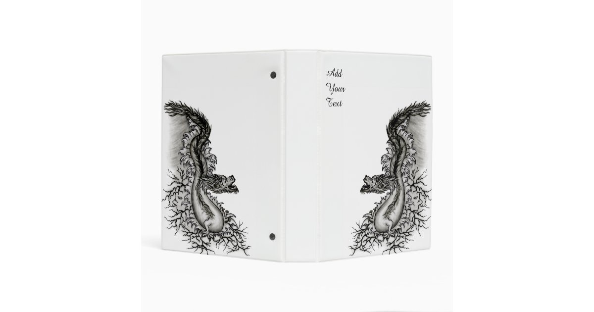 China Dragon, Black and white Design in Tattoostyl Mini Binder | Zazzle