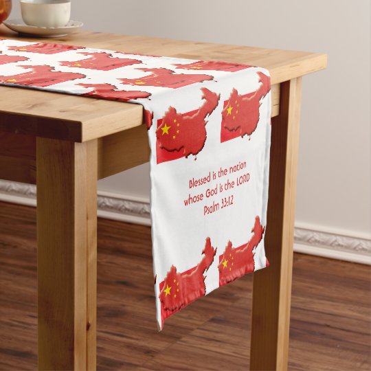 CHINA Flag Map Customized Scripture Short Table Runner | Zazzle.com