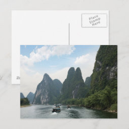 China, Guilin, Li River, River boats line the Postcard | Zazzle