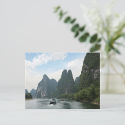 China, Guilin, Li River, River boats line the Postcard | Zazzle
