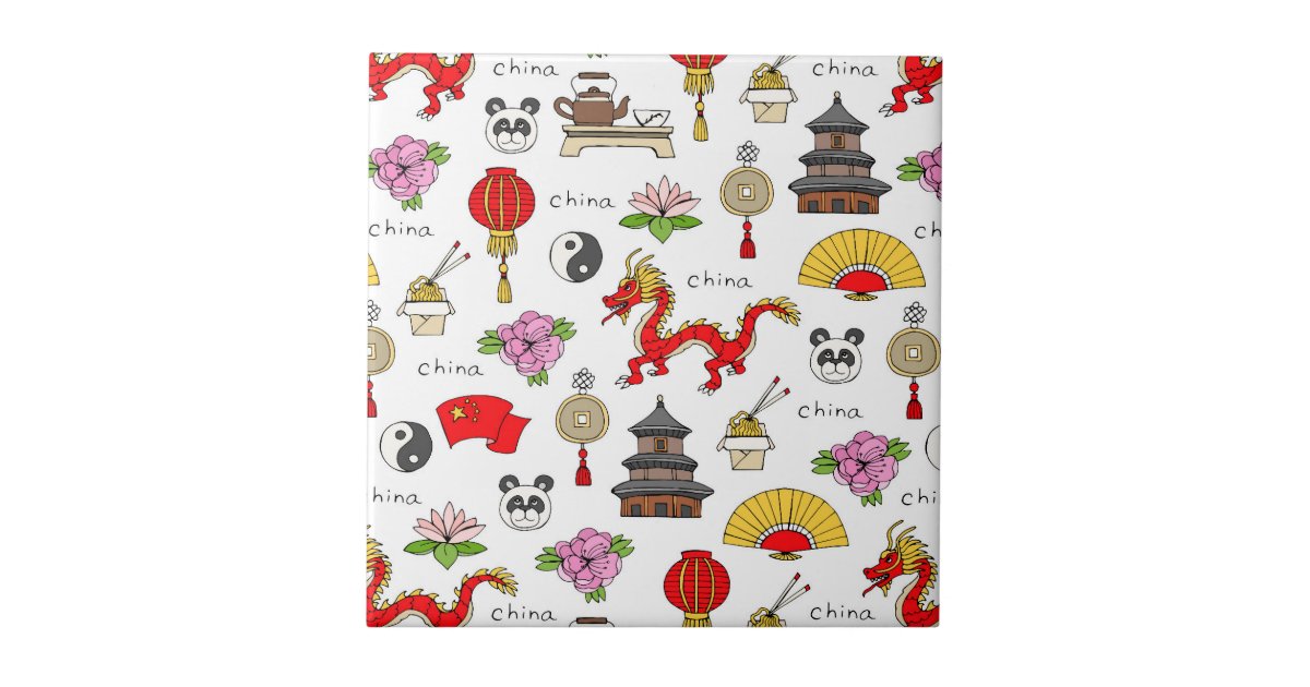 China Symbols Pattern Ceramic Tile | Zazzle