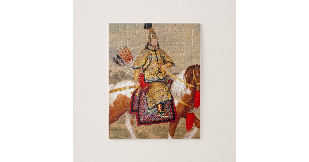 China's Qianlong Emperor 乾隆帝 in Ceremonial Armour Jigsaw Puzzle | Zazzle