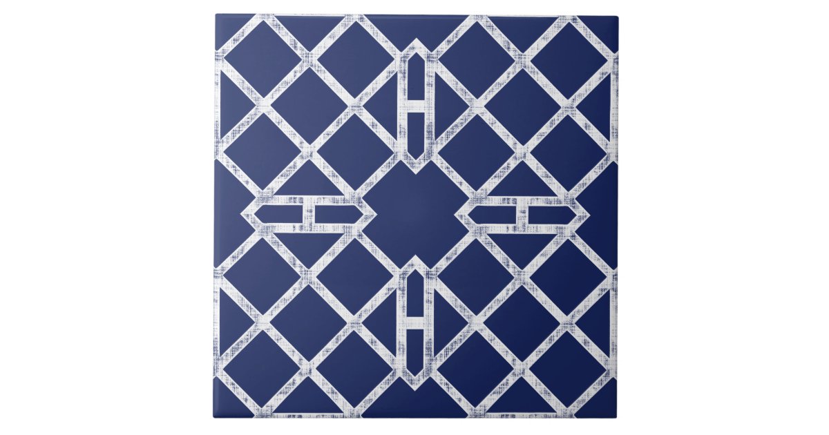 Chinese Chippendale Pattern Vintage Blue and White Ceramic Tile | Zazzle