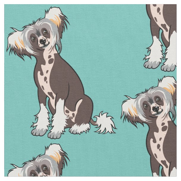 Chinese Crested Sitting Dog Art Fabric | Zazzle