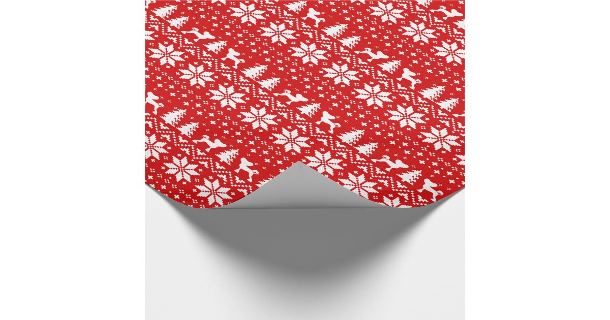 Chinese Crested Silhouettes Dogs Christmas Pattern Wrapping Paper | Zazzle