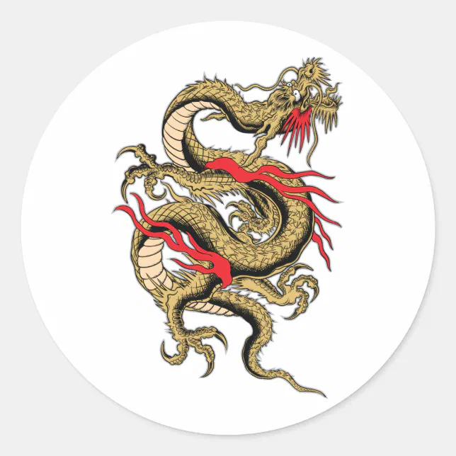 Chinese Dragon customizable designs Classic Round Sticker | Zazzle