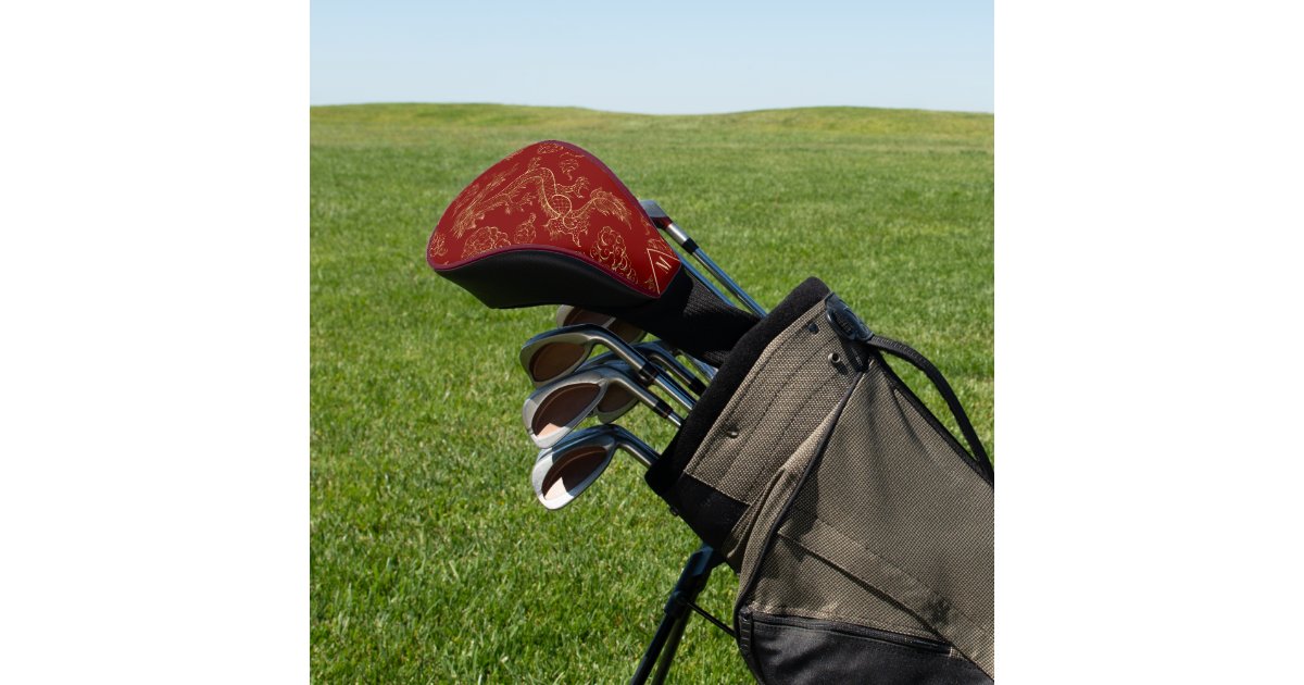 Chinese Dragon Gold and Dark Red Golf Head Cover | Zazzle