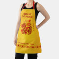Chinese Dragon Lunar New Year 2024 Red Foil Yellow Apron | Zazzle