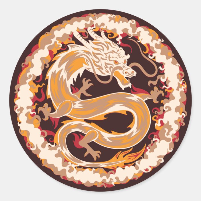 Chinese Dragon Mythical Beast Circle Classic Round Sticker | Zazzle.com