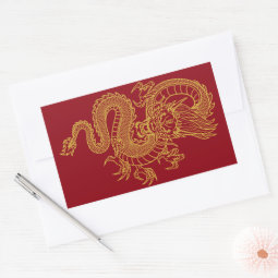 Chinese Dragon Rectangular Sticker | Zazzle