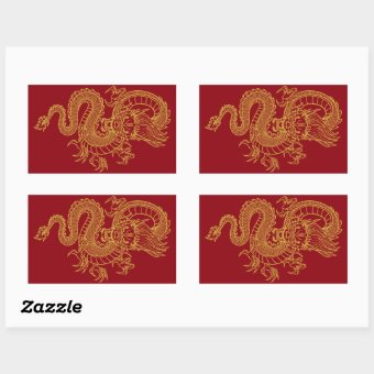 Chinese Dragon Rectangular Sticker | Zazzle
