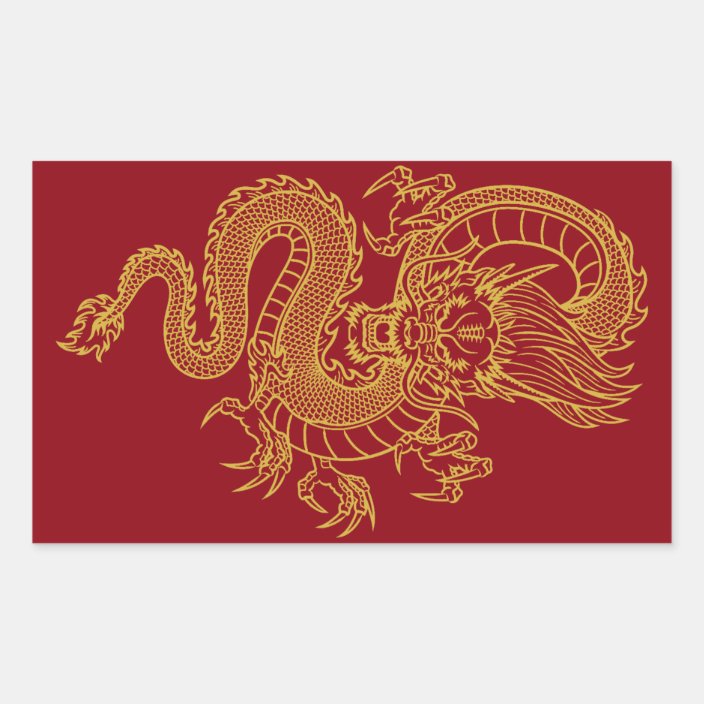 Chinese Dragon Rectangular Sticker | Zazzle.com