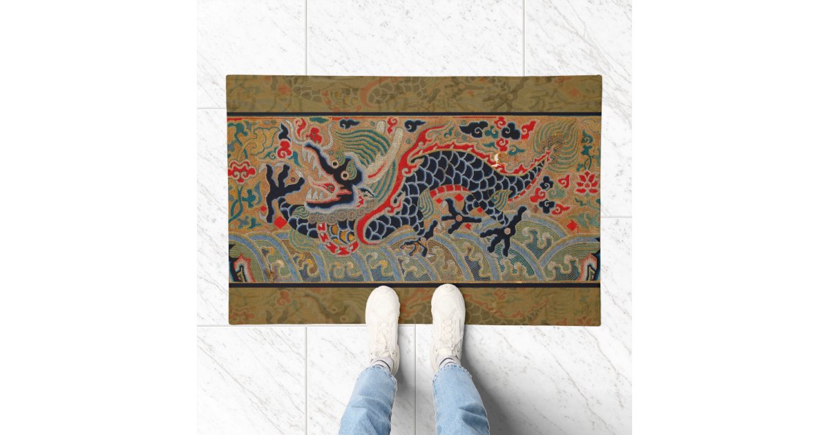 Chinese Dragon Symbol Antique Asian Doormat | Zazzle