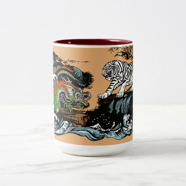 Chinese Dragon versus WhiteTiger Two-Tone Coffee Mug | Zazzle
