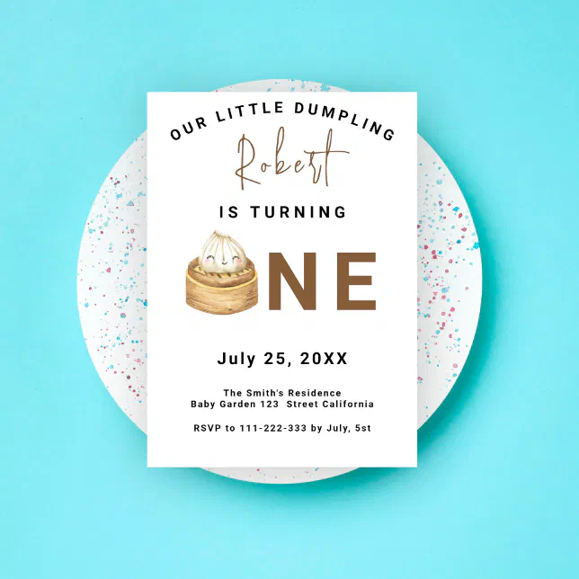 Chinese dumpling 1st Birthday Party Invitation | Zazzle