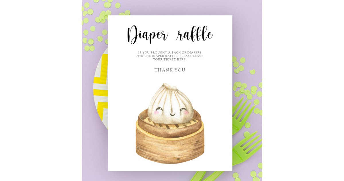 Chinese dumpling baby shower diaper raffle poster | Zazzle
