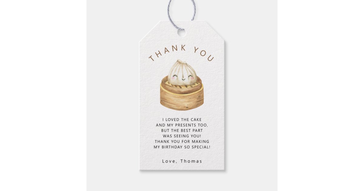 Chinese dumpling birthday party thank you gift tags | Zazzle