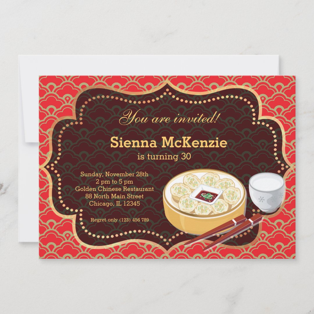 Chinese food Birthday party Invitation | Zazzle