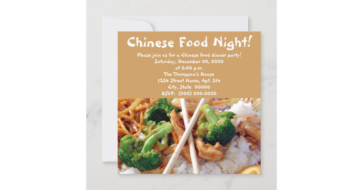 Chinese Food Dinner Party Invitations | Zazzle