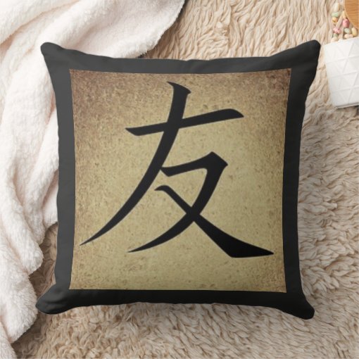 Chinese FRIENDSHIP Symbol Asian Theme Square Throw Pillow | Zazzle