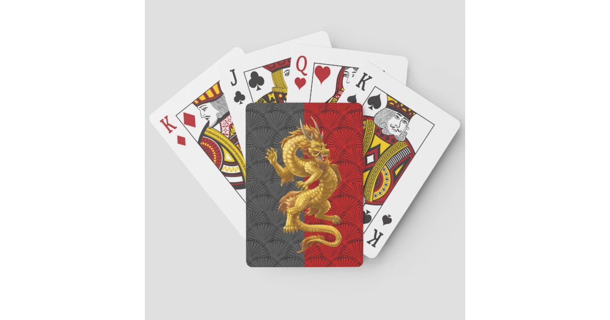 Chinese Gold Dragon Playing Cards | Zazzle