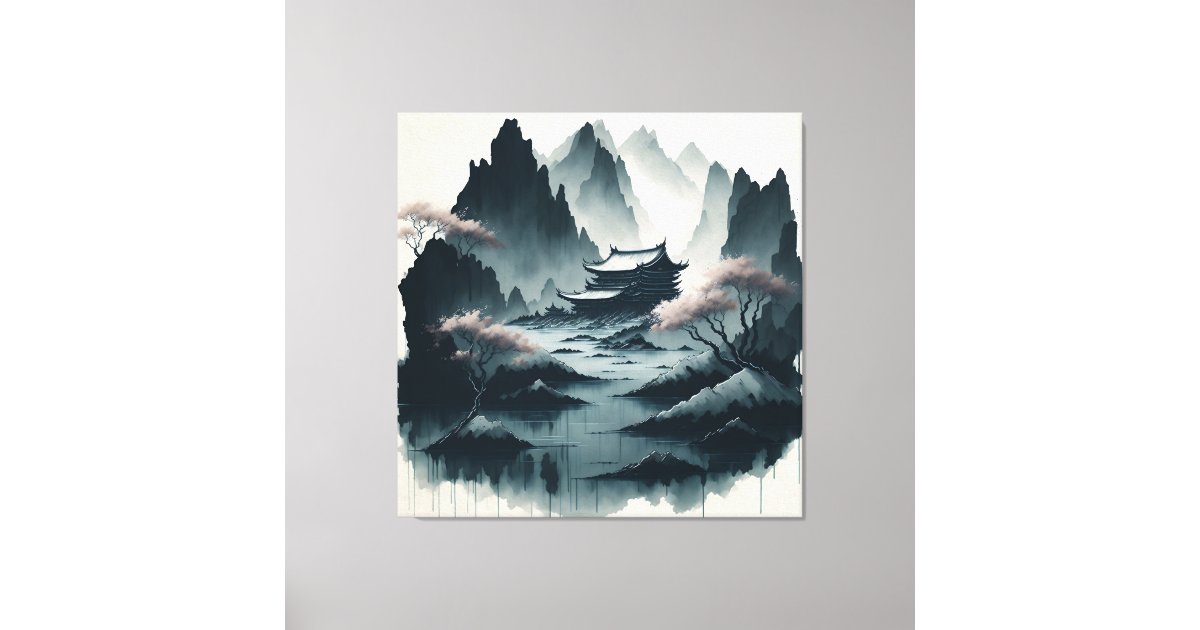 Chinese ink scroll paintings canvas print | Zazzle