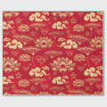 Chinese Lotus Oriental Asian Red Floral Pattern Wrapping Paper | Zazzle