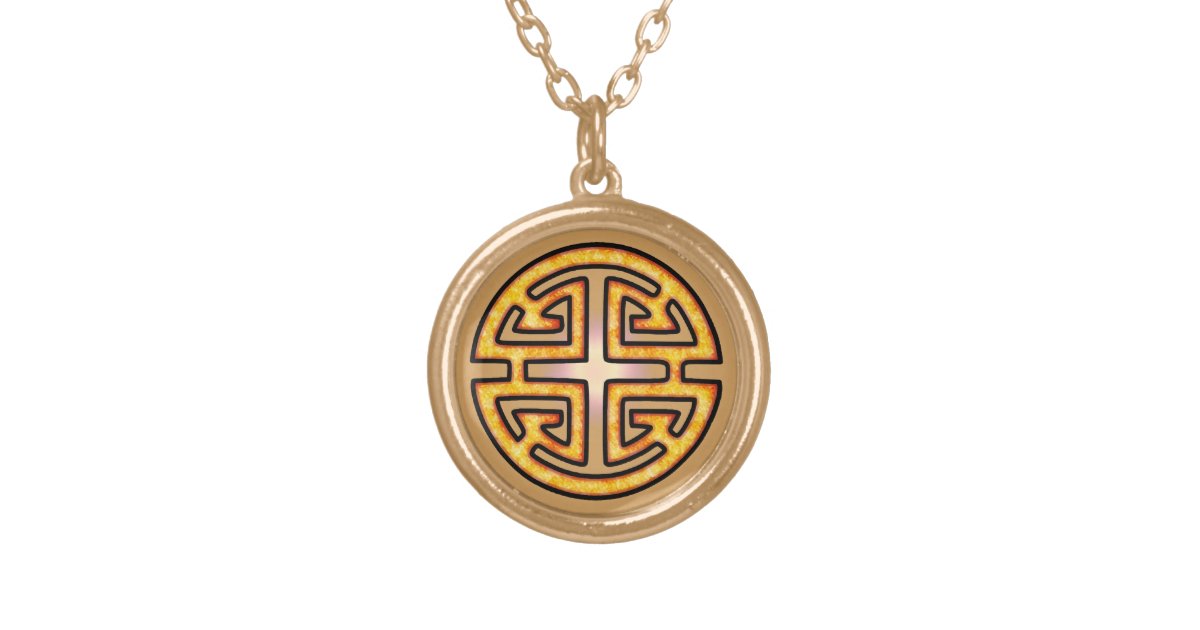 Chinese Lu Symbol Gold Plated Necklace | Zazzle