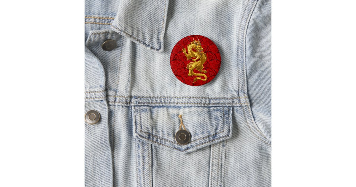 Chinese Lucky Gold Dragon Buttons | Zazzle