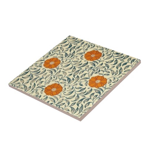 Chinese mandarin floral tile | Zazzle