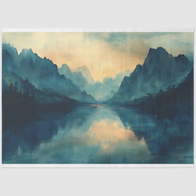 Chinese Mountain Landscape Painting Decoupage Tissue Paper | Zazzle