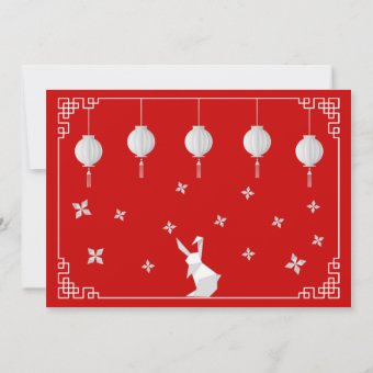 Chinese New Year Origami Rabbit, red Invitation | Zazzle